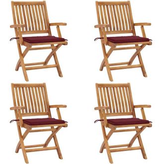 vidaXL Vidaxl - Klappbare Gartenst&uuml;hle mit Kissen 4 Stk. Massivholz Teak