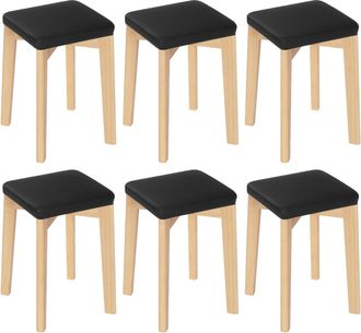 Woltu Esszimmerst&uuml;hle, K&uuml;chenstuhl aus Massivholz, Holzhocker im Esszimmer, mit gepolstertem und PU-bezogenem Sitz, Polsterstuhl 32,5x47x32,5 cm, Holzstuhl 