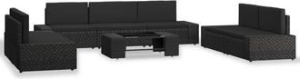 vidaXL Vidaxl - Salon de jardin 8 pcs R&eacute;sine tress&eacute;e Noir