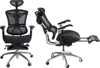 Mendler B&uuml;rostuhl HWC-J93b, Schreibtischstuhl Drehstuhl, ergonomisch, Lordosenst&uuml;tze Fu&szlig;st&uuml;tze 3D-verstellbare Armlehnen schwarz