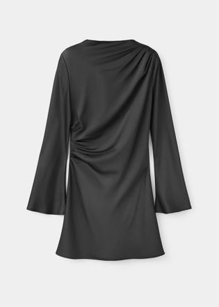 Mango Robe satin&eacute;e drap&eacute;e noir - Femme - XS - MANGO