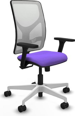 Piqueras y Crespo Atmungsaktiver B&uuml;rostuhl mit 3D-Armlehnen, h&ouml;henverstellbare Lendenwirbelst&uuml;tze, ausgestattet mit 3 Positionen und Schneideschaum, Wei&szlig;/Lila