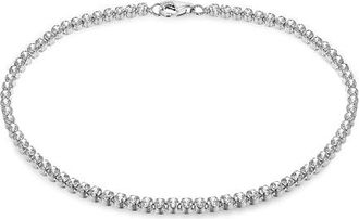 Amazon Essentials Bracelet rivière en argent sterling plaqué rhodium avec zircone ronde 19 cm