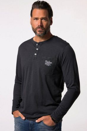 JP1880 T-Shirt Henley Langarm Knopfleiste Flammjersey