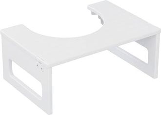 Relaxdays Toilettenhocker, klappbar, Hocker Toilettengang, Erwachsene, Bambus, rutschfest, HxBxT: 18x43x27,5 cm, wei&szlig;