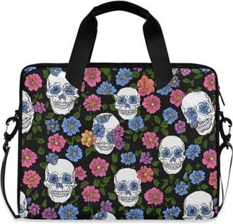 Alaza Sac pour ordinateur portable de 40,6 à 15,6 - Motif tête de mort et pivoine - Pour homme et femme - Pour étudiant - Travail, Skull A19977, Taille uniq
