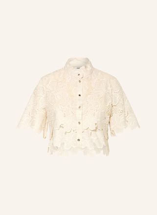 Sandro Sandro Spitzenbluse Mit R&uuml;schen Und Schmuckperlen weiss