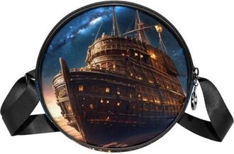 Generic Petit sac &agrave; bandouli&egrave;re circulaire pour femme, petit sac &agrave; bandouli&egrave;re avec fermeture &eacute;clair et bretelles r&eacute;glables style d&eacute;contract&eacute; pour femmes et f