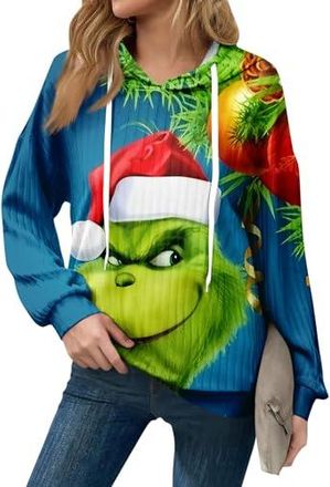 Generic Le Grinch Sweat Femme A Capuche Pyjama Vêtements Femmes Polaire 2025 Noël Deguisement Costume Plaid The Pulls De Christmas Vetement Sweet Pilou Moche 