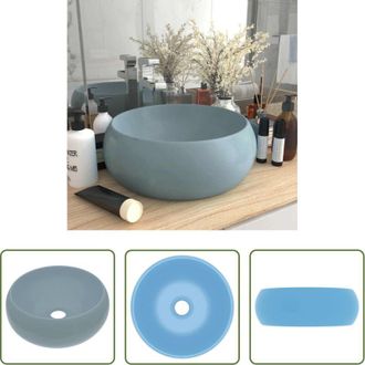 vidaXL Rundes Waschbecken - Luxuri&ouml;ses Waschbecken Rund Matt Hellblau 40x15 cm Keramik