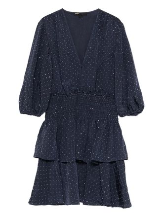 Maje robe courte &agrave; ornements en cristal - Bleu