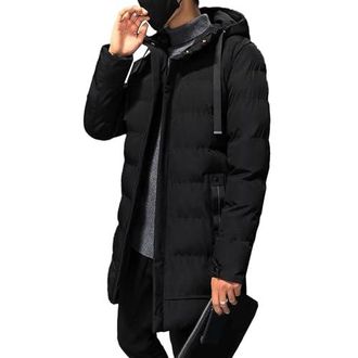 Generic Manteau dhiver long pour homme, doudoune matelass&eacute;e &agrave; capuche, chaude, &eacute;paisse, coupe-vent, fermeture &eacute;clair compl&egrave;te, avec poches