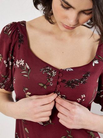 Apricot Minikleid Florales Kleid mit gesmoktem R&uuml;cken