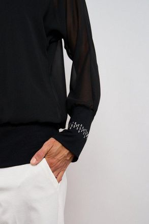 Seidel Moden Langarmbluse Rundhals / Transparente &Auml;rmel / MADE IN GERMANY