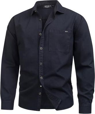 Indicode Hommes INBroidy Shirt | Chemise à Manches Longues 100% Coton Dark Navy XXL
