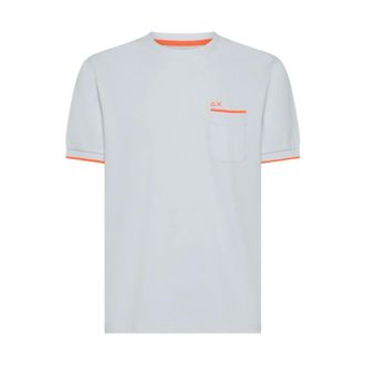 Sun 68 Homme, Tops, Blanc, Taille: L T-shirt Piqu&eacute; &agrave; Rayures Fluos