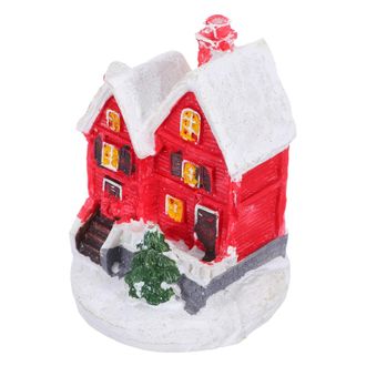 Cabilock Mini-hausfigur Aus Harz Für Draußen Winterdorf-skulptur Als Weihnachtsschmuck Mikro-landschaftsdekor Für Feiertage Schneehaus-Dekoration Für Bonsai-Te