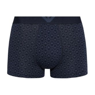 Emporio Armani Baumwollboxershorts mit Monogramm - - Underwear - Herren - Blau - M