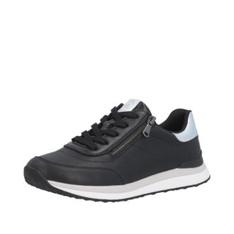 Remonte Plateausneaker REMONTE, Damen, Gr. 36, schwarz, perlmutt, Leder, Lederimitat, unifarben mit Farbeinsatz, Schuhe Plateausneaker, Schn&uuml;rschuh, Halbschuh