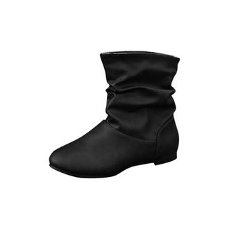 Generic Bottines larges et confortables pour femme - Couleur unie - Talon bas - Style d&eacute;contract&eacute; - &Agrave; enfiler - Pour lautomne, Noir, 38.5 EU