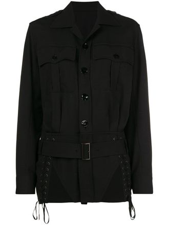 Jean Paul Gaultier lace-up detailing belted jacket - Noir