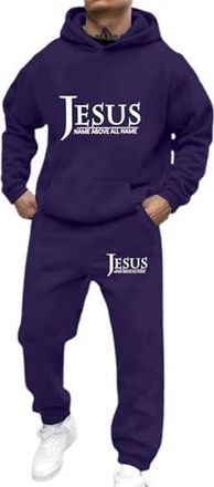 Generic Surv&ecirc;tement pour homme - Ensemble complet avec imprim&eacute; lettres - Sweat &agrave; capuche ample - Jambe droite - Pantalon de surv&ecirc;tement d&eacute;contract&eacute; - Sport qu