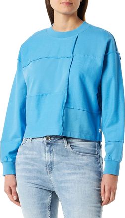 Tom Tailor Damen 1035352 Cropped Patchwork Sweater, 18395-Rainy Sky Blue, L