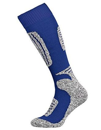 Tobeni 2 Paires Femme Homme Ski Fonctionnelle Snowboard Hiver Chaussettes Unisexe Couleur Bleu-Gris Taille 35-38
