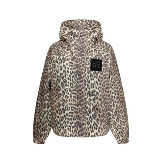 Ganni Leoparden Regenmantel Jacke Urbaner Stil - - Jackets - Damen - Mehrfarbig - L/XL