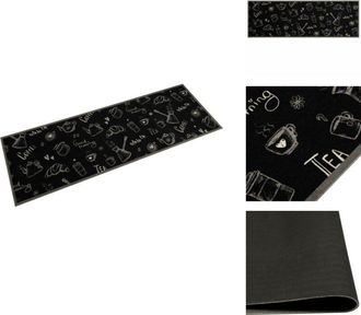 vidaXL Vidaxl - Küchenteppich Waschbar Morgen Schwarz 60x180 cm Samt - Küchenläufer - Samt - Laufmatte - Anti-Rutsch - Maschinenwäsche