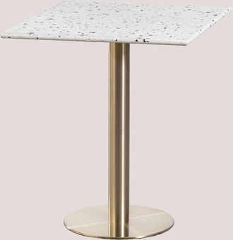 Sklum Sklum - Table de Bar Carrée en Terrazzo (60x60 cm) Malibu Or champagne