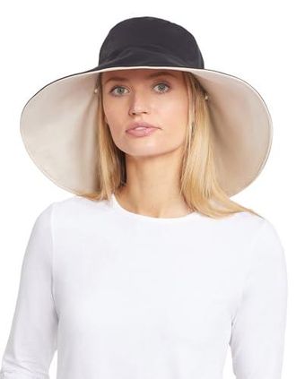 Solbari Chapeau &agrave; bord ultra large UPF50+ Protection UV Chapeau de protection solaire, Noir/beige, L/XL
