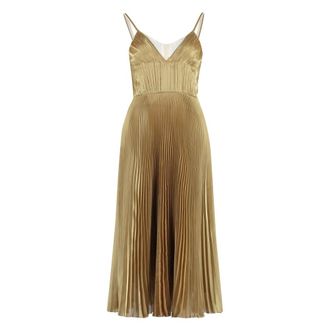 Prada Pleated Midi Dress - - Dresses - Damen - Gelb - S