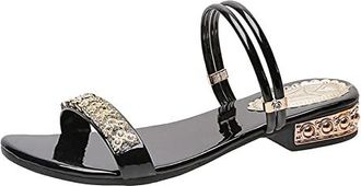 Generic Sandales d&eacute;t&eacute; &eacute;l&eacute;gantes pour femme - Avec talon - Petit talon - Sandales ouvertes &agrave; lani&egrave;res - Antid&eacute;rapantes - Sandales dext&eacute;rieur - Sandales de plag