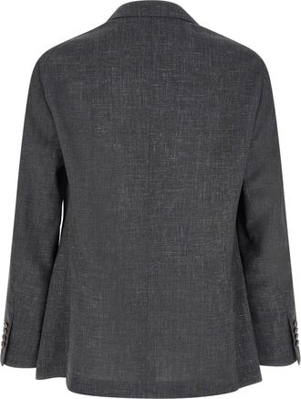 Brunello Cucinelli Flamed Wool Canvas Blazer - Gray