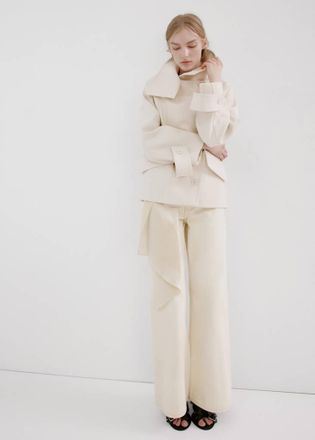 Mango Jean flare taille mi-haute &eacute;cru - Femme - 32 - MANGO