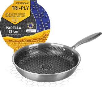 KASANOVA Antihaft-Pfanne Tri-ply, Wabenmuster-Beschichtung, f&uuml;r den Ofen und alle Kochfelder geeignet. (26 cm)
