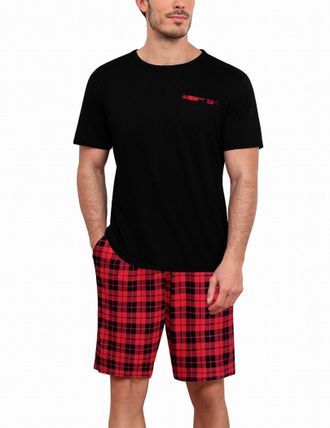 Ekouaer Schlafanzug Herren Pyjama Kurz Shorty Sommer Nachtwäsche Set Kurzarm Männer Schlafanzüge