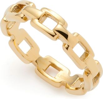 Leonardo Ring Ciao Rocky - Band-Ring aus goldfarbenem Edelstahl - Gr. 18 (56) - umlaufende Statement Kettenglied-Optik - Damen Schmuck Geschenk - 022975