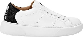 Philipp Plein Femme, Chaussures, Blanc, Taille: 41 EU Leather Lo-Top Baskets Skull