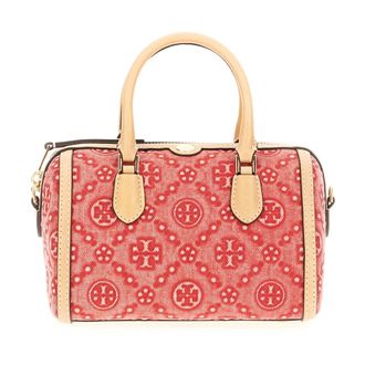 Tory Burch Femme, Sacs, Rouge, Taille: ONE Size T Monogram Denim Petite Barrel Bag