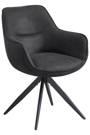 CARRYHOME Armlehnstuhl, Dunkelgrau, Metall, Textil, Drehkreuz, 64x86x63 cm, Sitzfl&auml;che 360&deg; drehbar, Esszimmer, St&uuml;hle, Esszimmerst&uuml;hle, Armlehnenst&uuml;hle