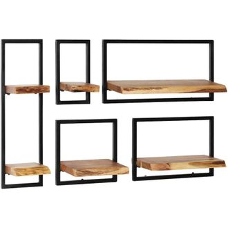 vidaXL vidaXL Wandregal-Set 5-tlg. Akazienholz Massiv und Stahl