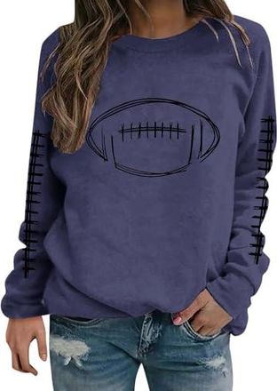 Generic Sweat-shirt pour femme avec imprim&eacute; graphique britannique - Haut surdimensionn&eacute; &agrave; col rond - Manches longues - Automne - Hiver - D&eacute;contract&eacute; - Confort