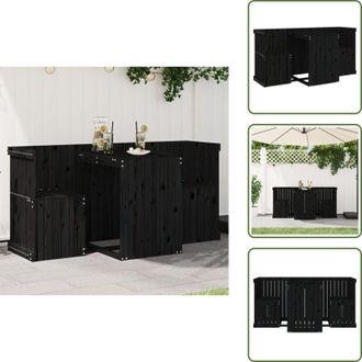 vidaXL Balkonm&ouml;bel-Set 2-Sitzer Schwarz Massivholz Kiefer - Gartentisch - Balkonm&ouml;bel - Esstisch - Outdoorm&ouml;bel - Holztisch