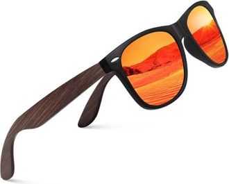 CGID Lunettes de Soleil en Bambou Polarisées Homme Femme UV400