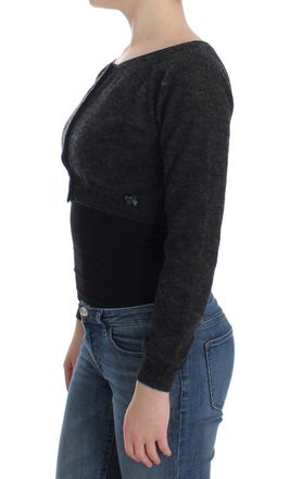 Ermanno Scervino Womens Cropped Alpaca-Wool Blend Cardigan Gray Polyamide Clothing