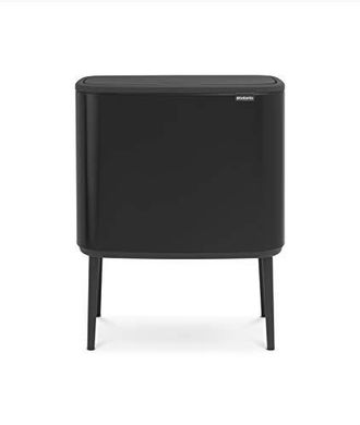 Brabantia 316203 Bo Touch Bin, 11 + 23 L Abfalleimer, Edelstahl, Schwarz, 54 x 31.5 x 68 cm