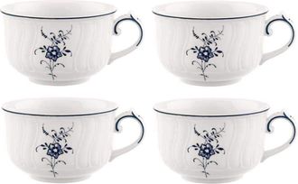 Villeroy & Boch VIEUX LUXEMBOURG Teetasse 200ml 4er Set wei&szlig; blau Porzellan