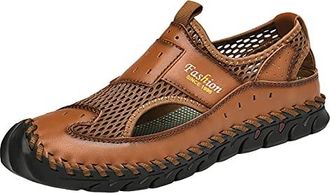 Generic Chaussures de travail pour homme - Sandales fermées - Sandales de randonnée en maille respirante - Sandales de trekking en cuir - Sandales de plage an